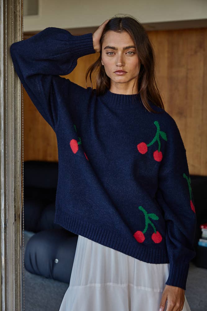 Cherry Print Sweater – Moxie Mercantile